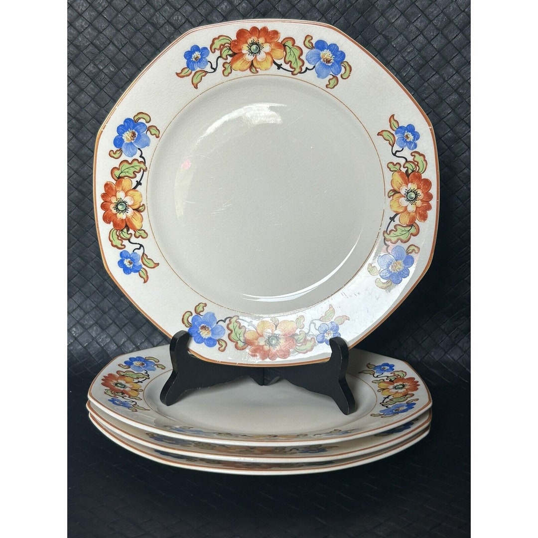 Homer Laughlin Yellowstone OCTAGON DINNER PLATES Vintage 9 Inch Set of ...