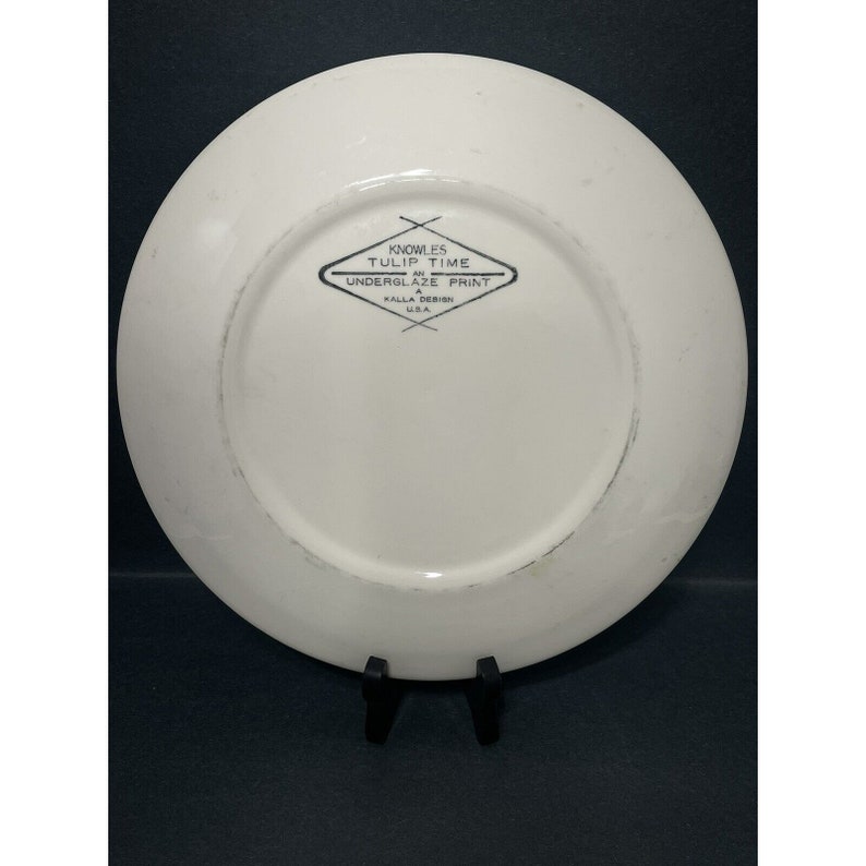 Klowles Kalla Tulip Time Plate: White Ceramic With Gray Tulip Design - Etsy