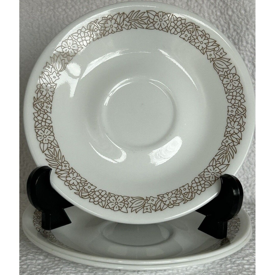 Corelle Woodland Brown Flower Pattern Set of 3 Saucer Plates 1978-1985 ...