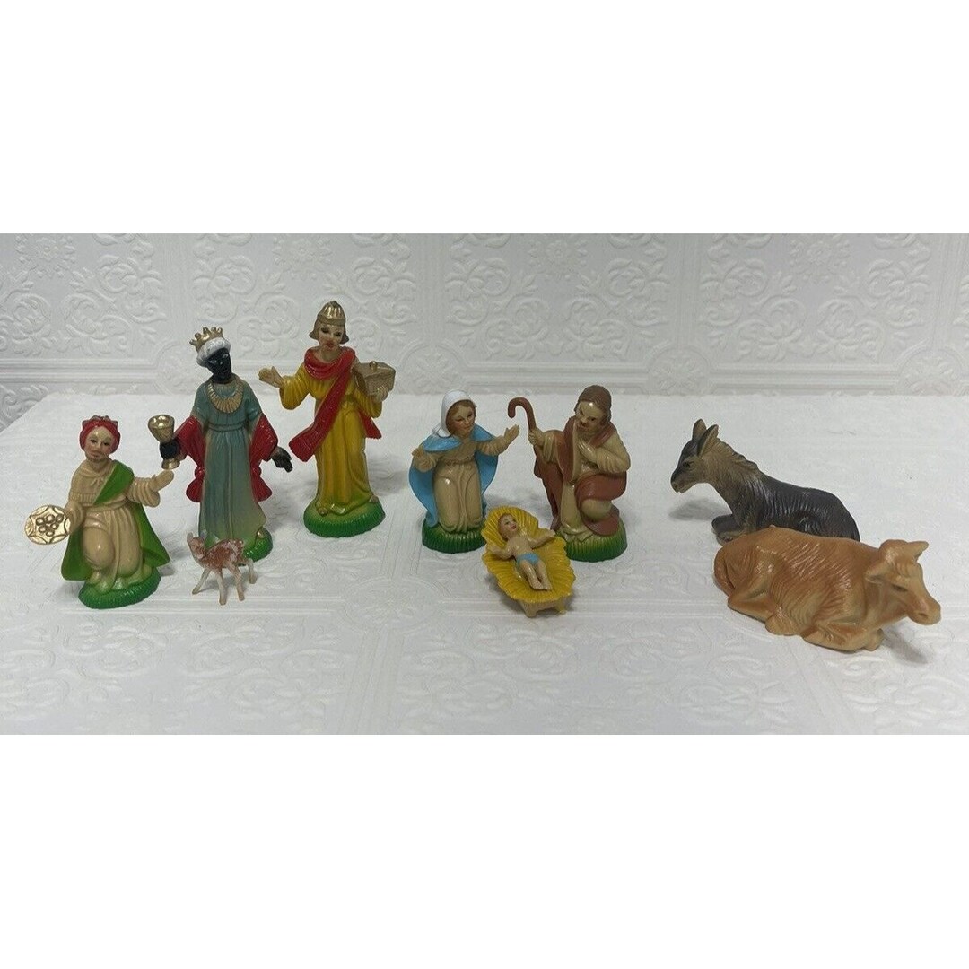 9 Pc Vintage Nativity Scene Made in Hong Kong. Lightweight Durable ...