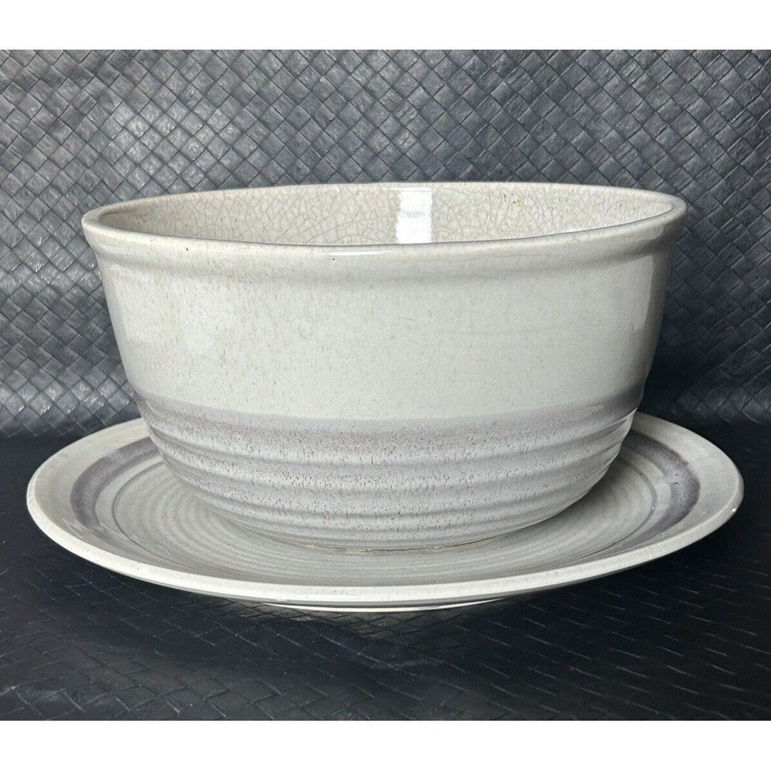 Mccoy Pottery Bowl and Platter Beige #198 Large 10 Inch Bowl 12 Inch ...