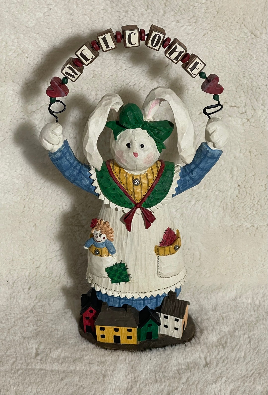 San Francisco Bunny Rabbit Music Box WELCOME Country Folk Art Musical ...