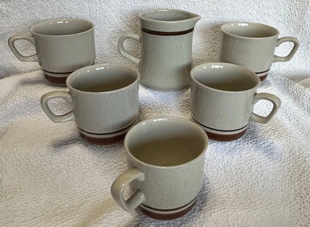 Contemporary Chateau Hand Painted Stoneware Coffee Mugs/matching ...