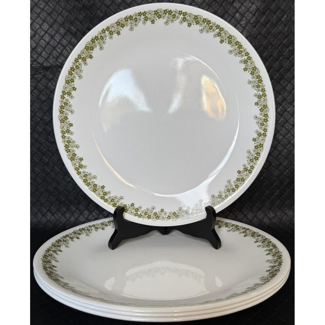 Corelle Livingware by Corning 4 Dinner Plates Spring Blossom Green Vtg ...