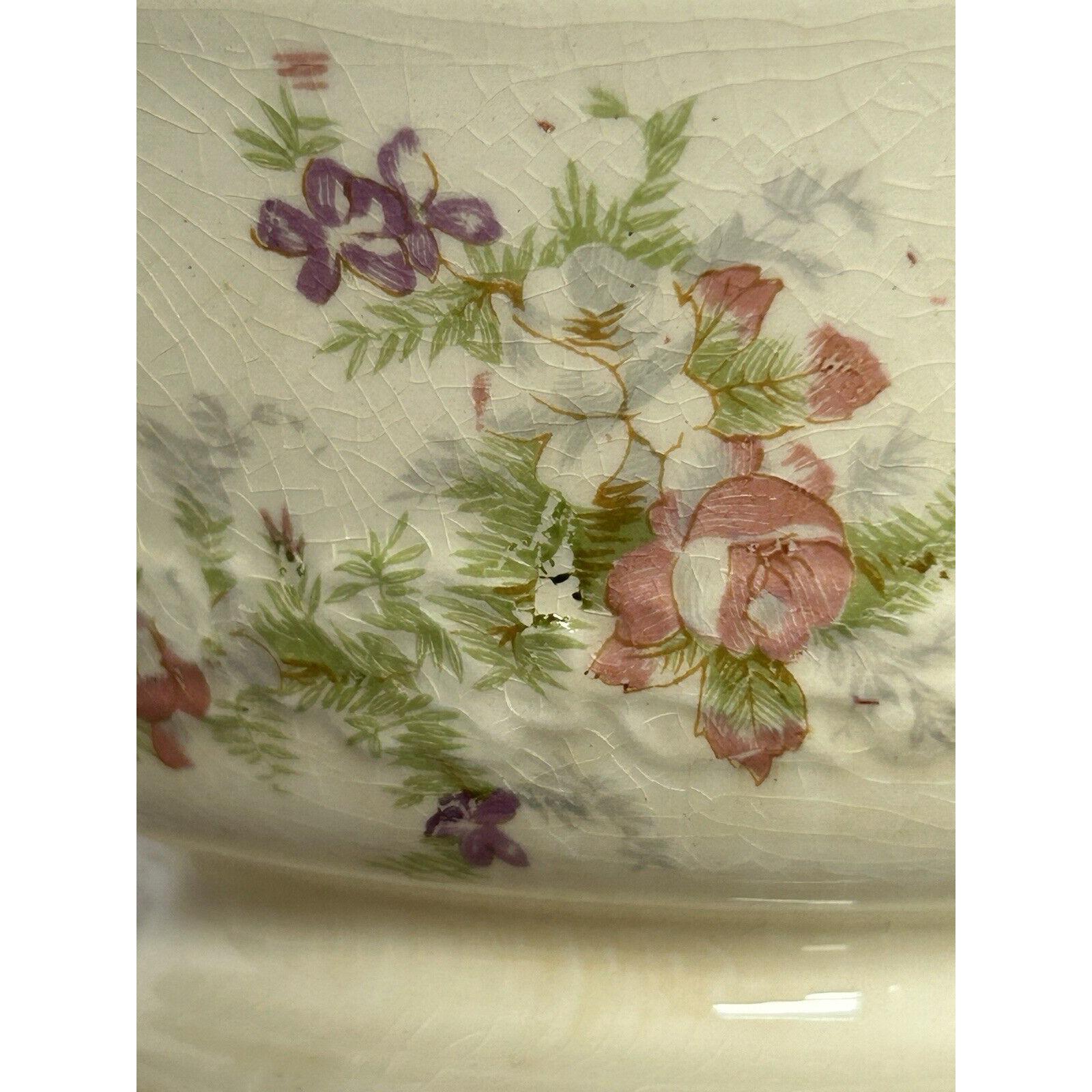 Crown Potteries Gravy Boat Vintage 1942 Pink & Lilac Flowers Pattern ...