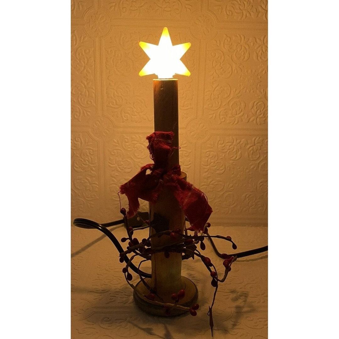 Embellished Electric Candle Decor Primitive Thread Spool Candle Holiday ...