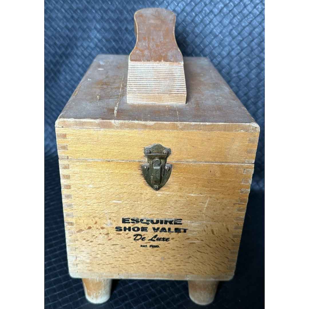 Vintage Esquire Shoe Valet De Luxe Shoe Shine Oak Wood Box Kit W All ...