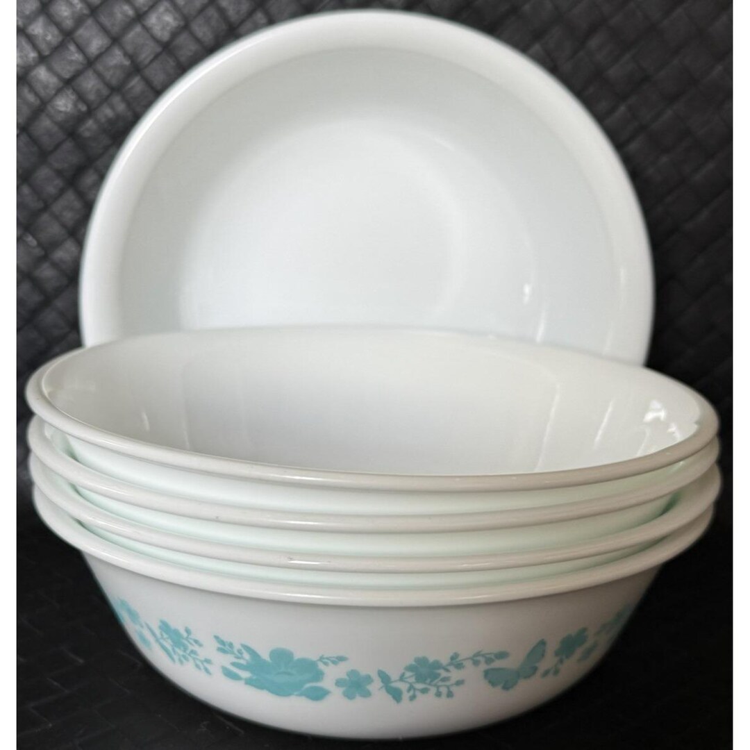 Corelle the Pioneer Woman Evie Set of 5 Cereal Bowls Teal Butterfly and ...
