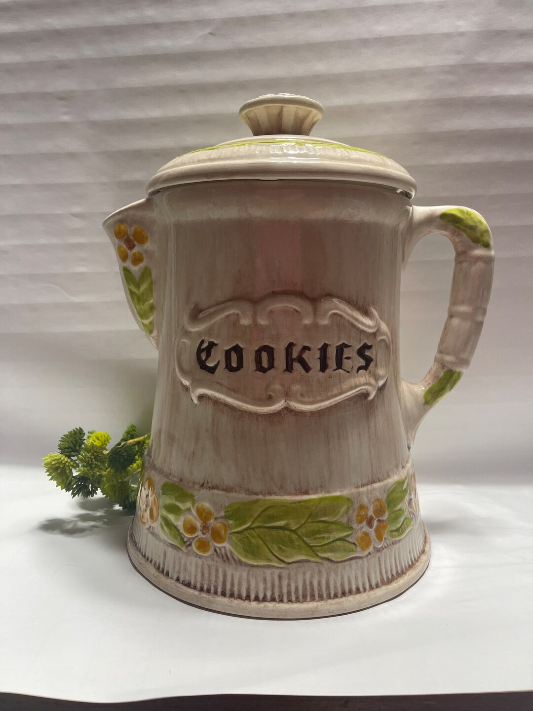 Treasure Craft Cookie Jar Pitcher: off White Birch, Dogwood Floral ...