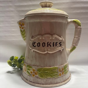 Treasure Craft COOKIES Jar Pitcher off White Birch Yellow Dogwood ...