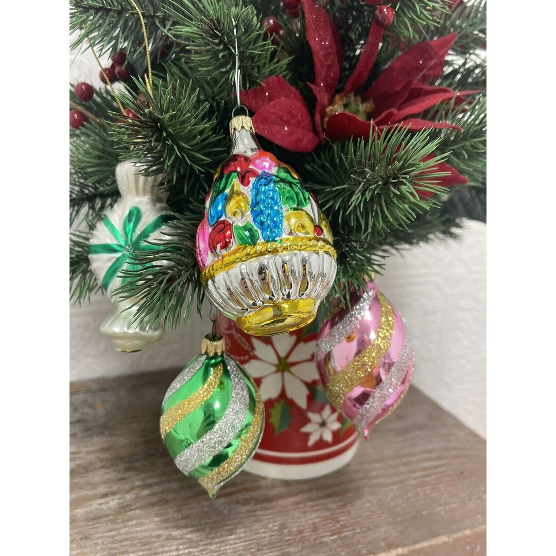 Glass Peppermint Swirl Candy Drop Christmas Tree Ornament and Lot of 3 ...