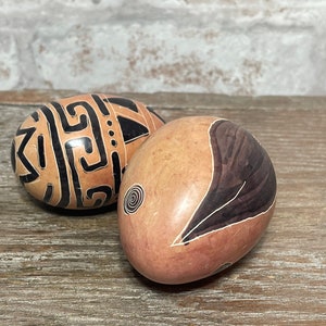 Kenyan Stone Egg Hand-crafted & Hand Painted. 2 Eggs. Unique Patterns ...