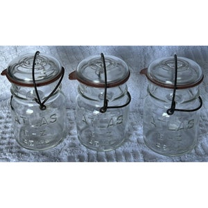 Hazel Atlas Pint Canning Jars Vintage Atlas EZ Seal C1930-1960 Set of 3 ...