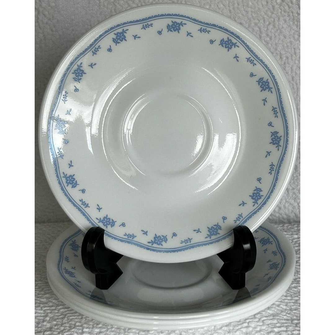 Corelle Morning Blue Pattern Set of 4 Saucer Plates 1980s Discontinued ...