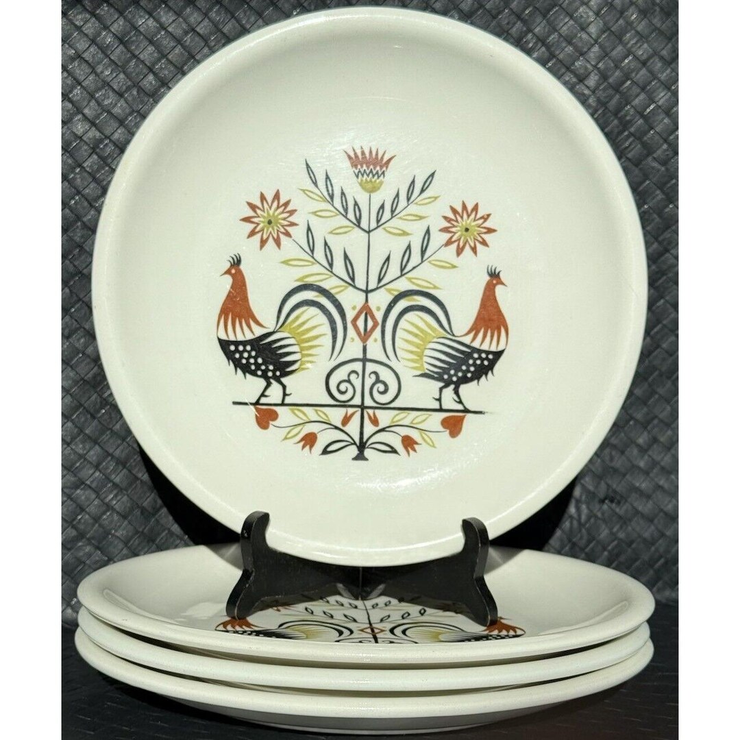 Vintage WS George Community Ware Rooster 10 Inch Dinner Plates Set of 4 ...