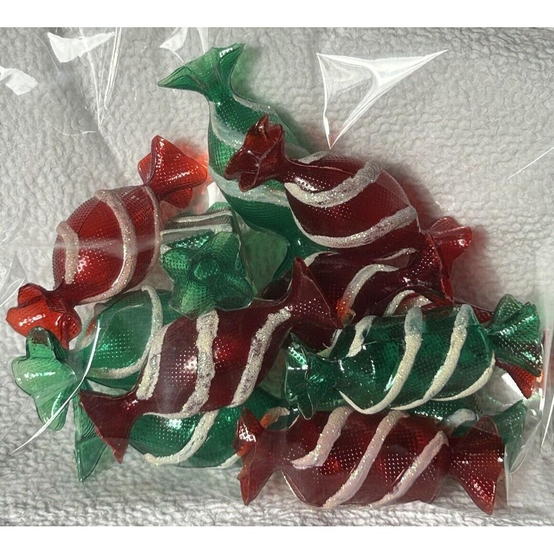 Vintage Twisted Wrapper Christmas Candy Decorations Set of Twelve Red ...