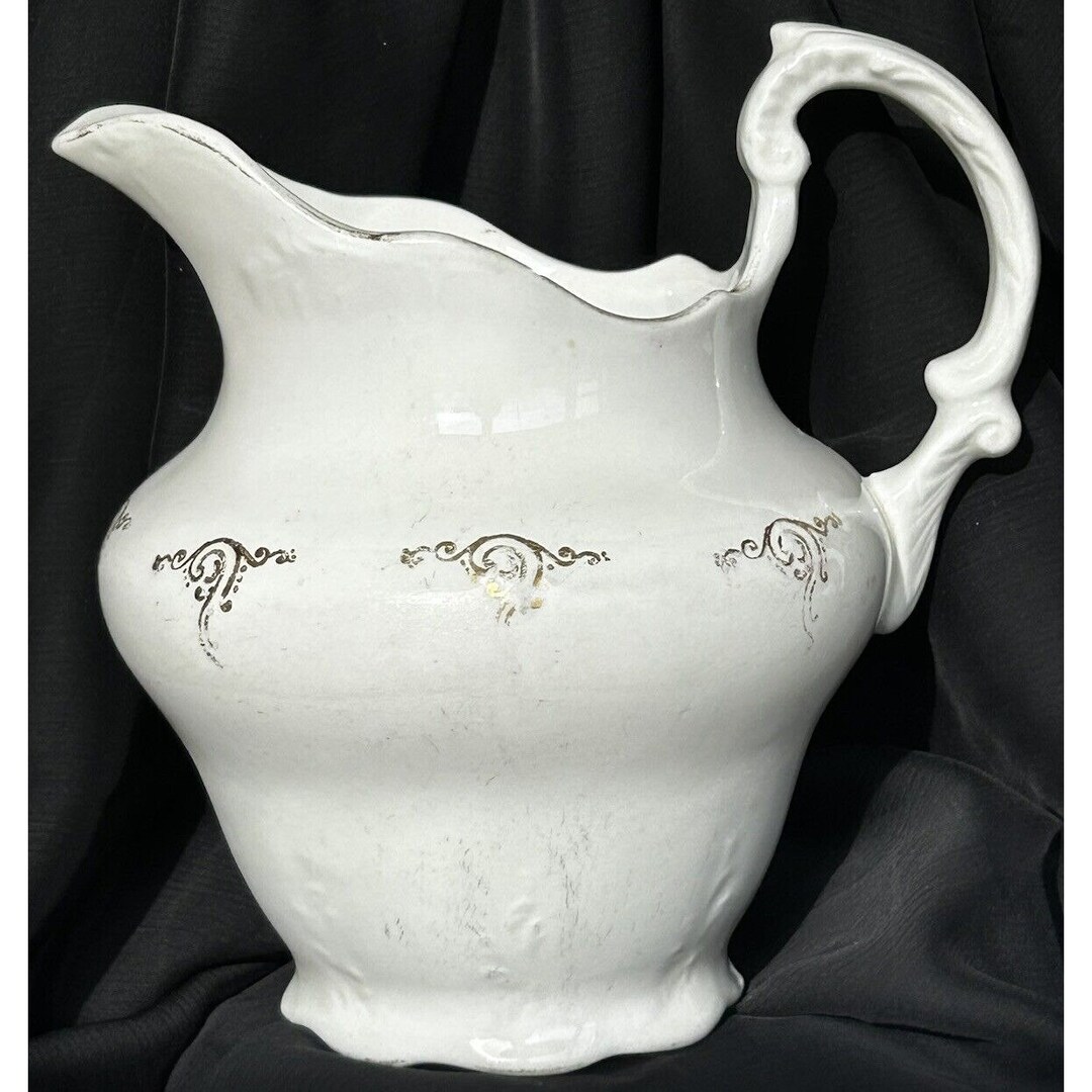 Vintage 1930s-40s Edwin M. Knowles Semi Vitreous Small Pitcher White W ...