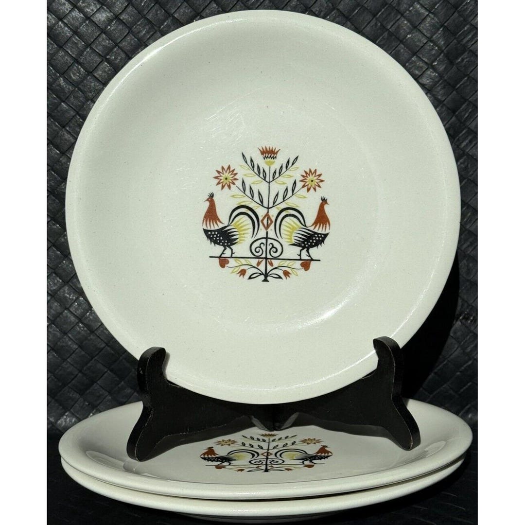 Vintage WS George Community Ware Rooster 7 Inch Dessert Plates Set of 3 ...