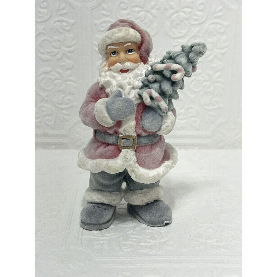Velvet Felted Flocked Resin Santa Claus Figurine Christmas Decor - Etsy