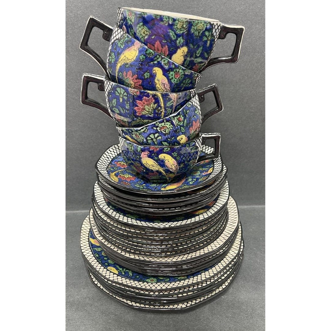 Antique Royal Doulton Persian Parrot Dinnerware: 25-piece Set D4031 - Etsy
