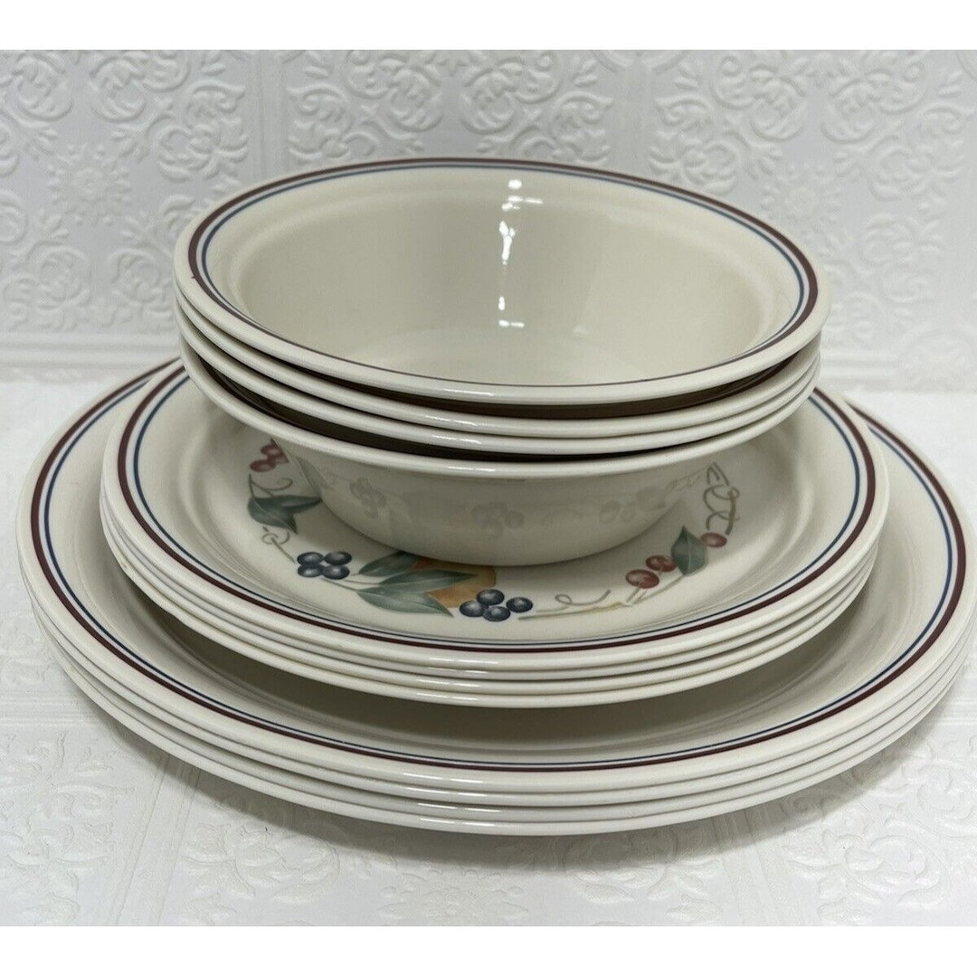 Corelle Abundance Fruit Sandstone Beige 4 Bread Plates 4 Dinner Plates ...