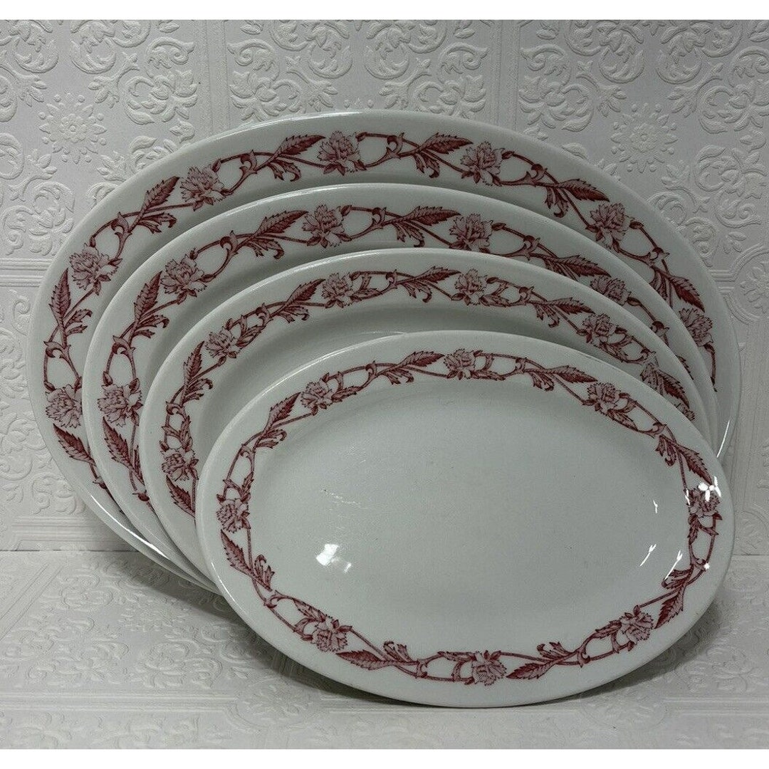 Mayer China Pink KIRKWOOD Design Oval Platters Set Restaurant Ware ...