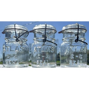 Hazel Atlas Pint Canning Jars Vintage Atlas EZ Seal C1930-1960 Set of 3 ...