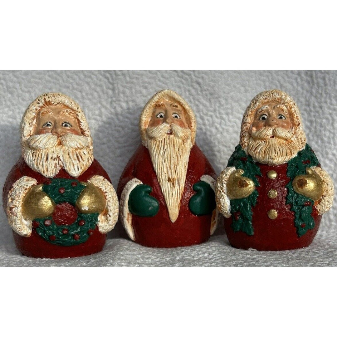 Vintage 1992 Handpainted Wee Crafts Roly Poly Santa Figures by Accents ...