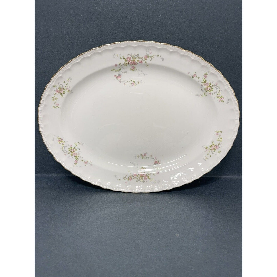 Vintage Pope Gosser China JEAN Pattern Serving Platter Oval 15 ...