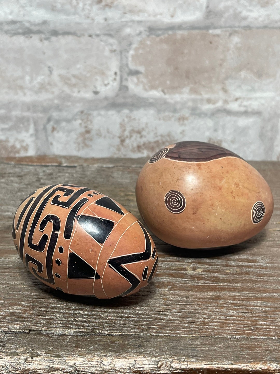 Kenyan Stone Egg Hand-crafted & Hand Painted. 2 Eggs. Unique Patterns ...