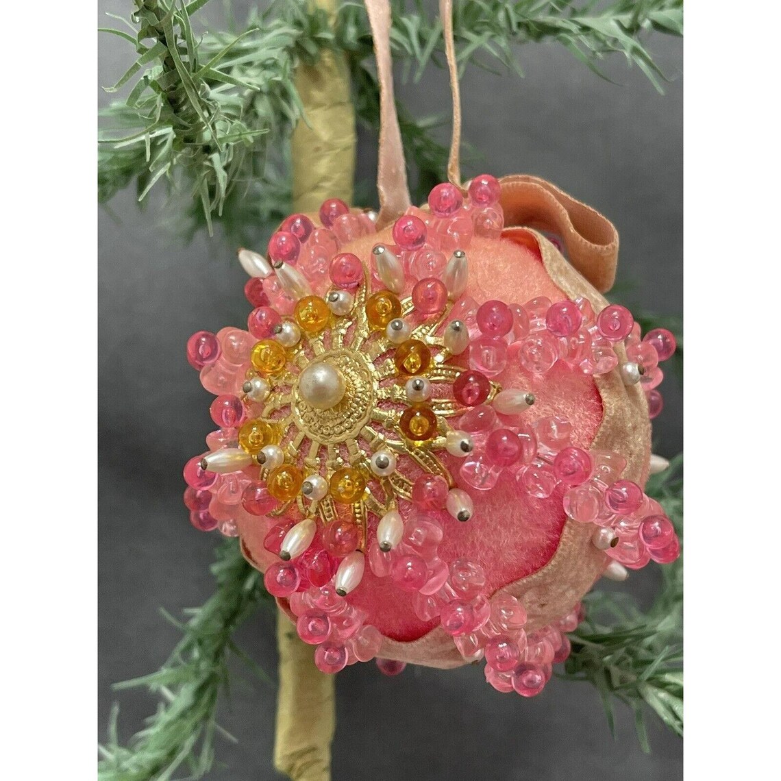 Vintage Push Pin Sequin Pink Christmas Ornament Granny Core Nostalgia ...