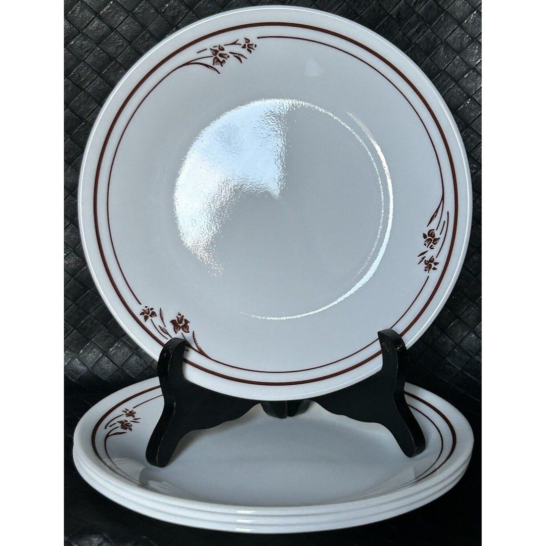 Corelle Melody Brown Bread Plates: Floral Design, Set of 4 - Etsy