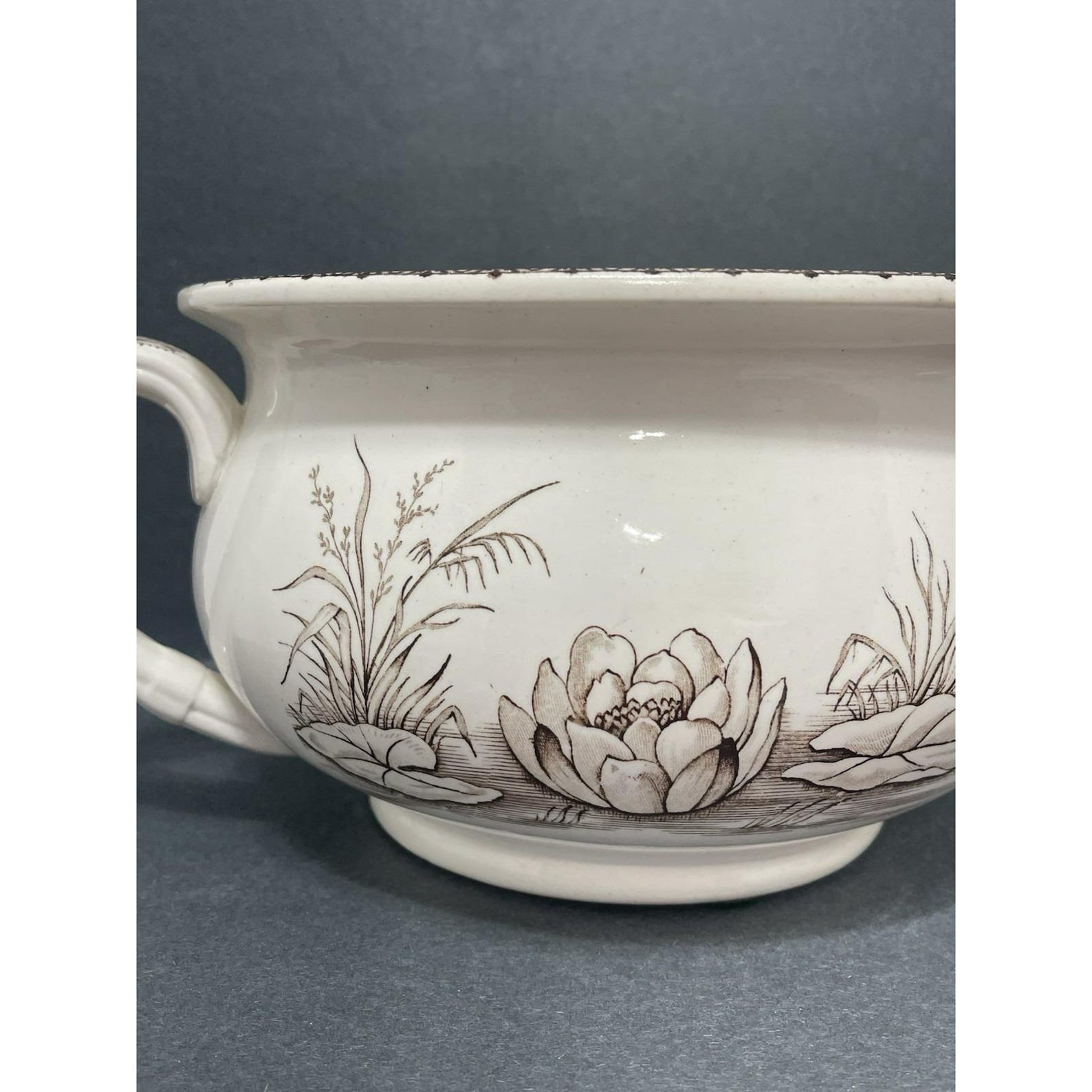 T & R TR Boote Swallow Pattern Chamber Pot Brown Transferware Ironstone ...