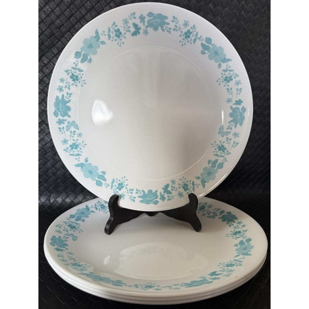 Corelle the Pioneer Woman Evie Set of 4 Dinner Plates Teal Butterfly ...