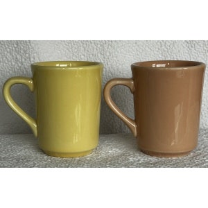Vintage Homer Laughlin Denver Coffee Cups/mugs Sunflower Yellow ...