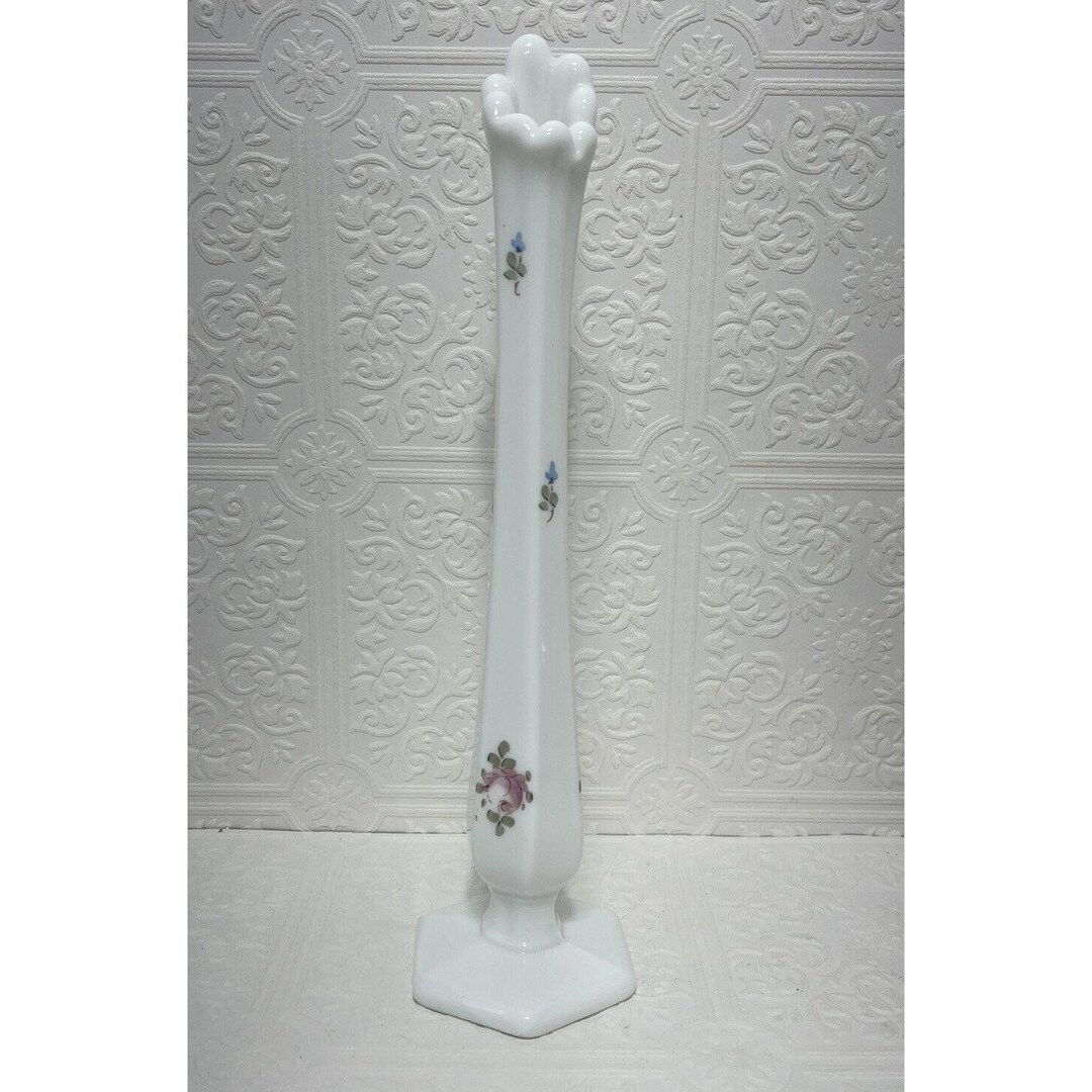 Westmoreland Rose Milk Glass Bud Vase Hand Painted Flowers - Etsy