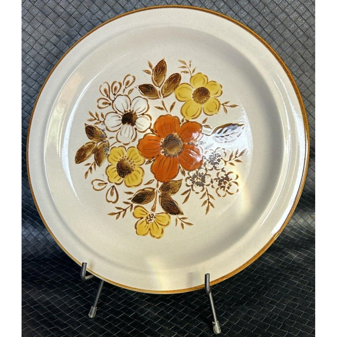 Stoneware by Excel 12 Inch Platter Linda Pattern Orange Yellow White ...