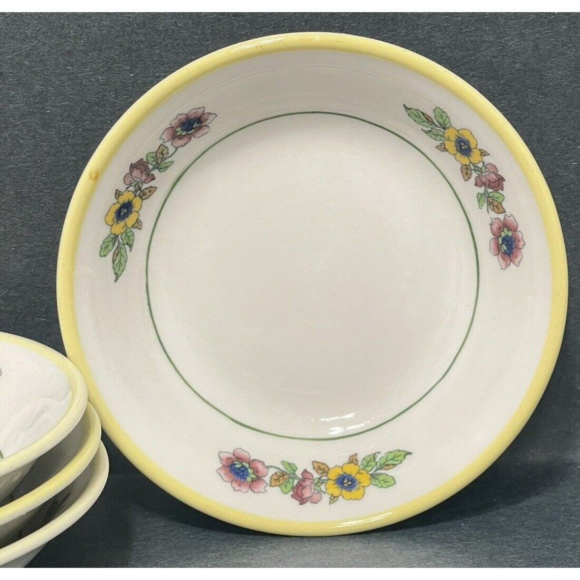 Mayer China Yellow Floral Flower Pattern 1990 Side Fruit Berry Bowl Set ...