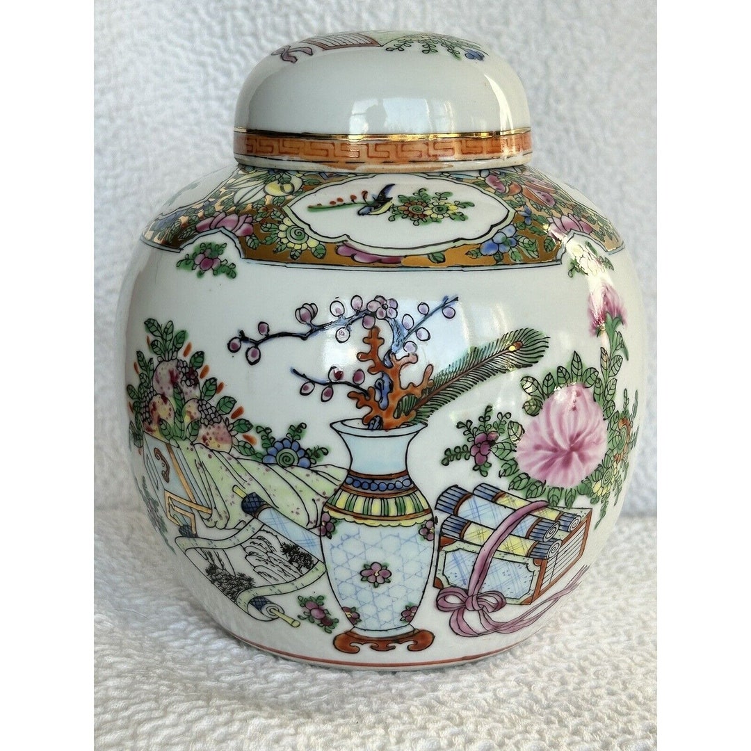 Zhongguo Vhi Zao Chinese/asian Large Ginger Jar Floral & Birds Design ...