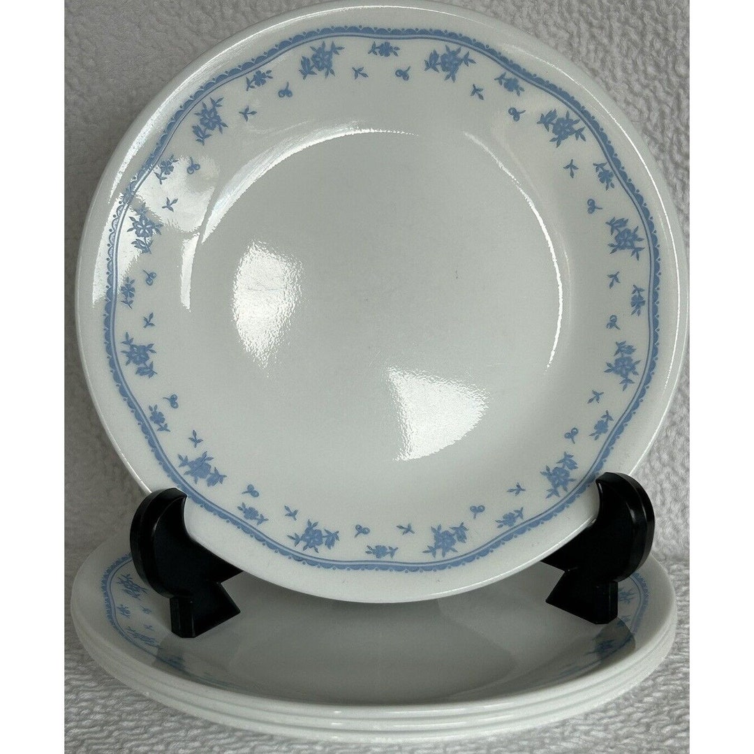 Corelle Morning Blue Pattern Set of 4 Bread Plates 1980s Discontinued ...