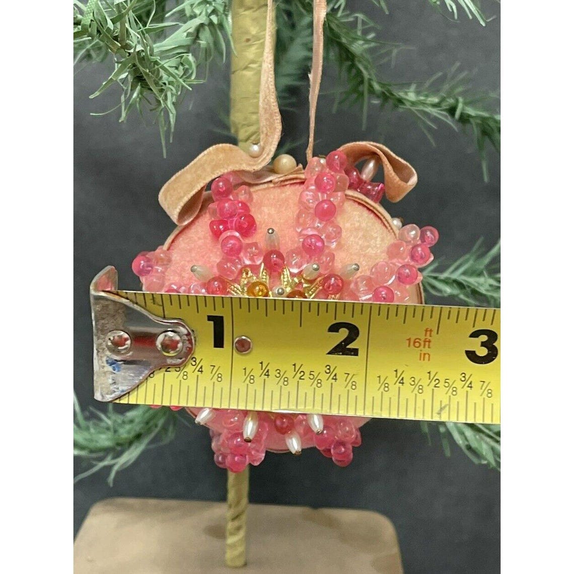 Vintage Push Pin Sequin Pink Christmas Ornament Granny Core Nostalgia ...