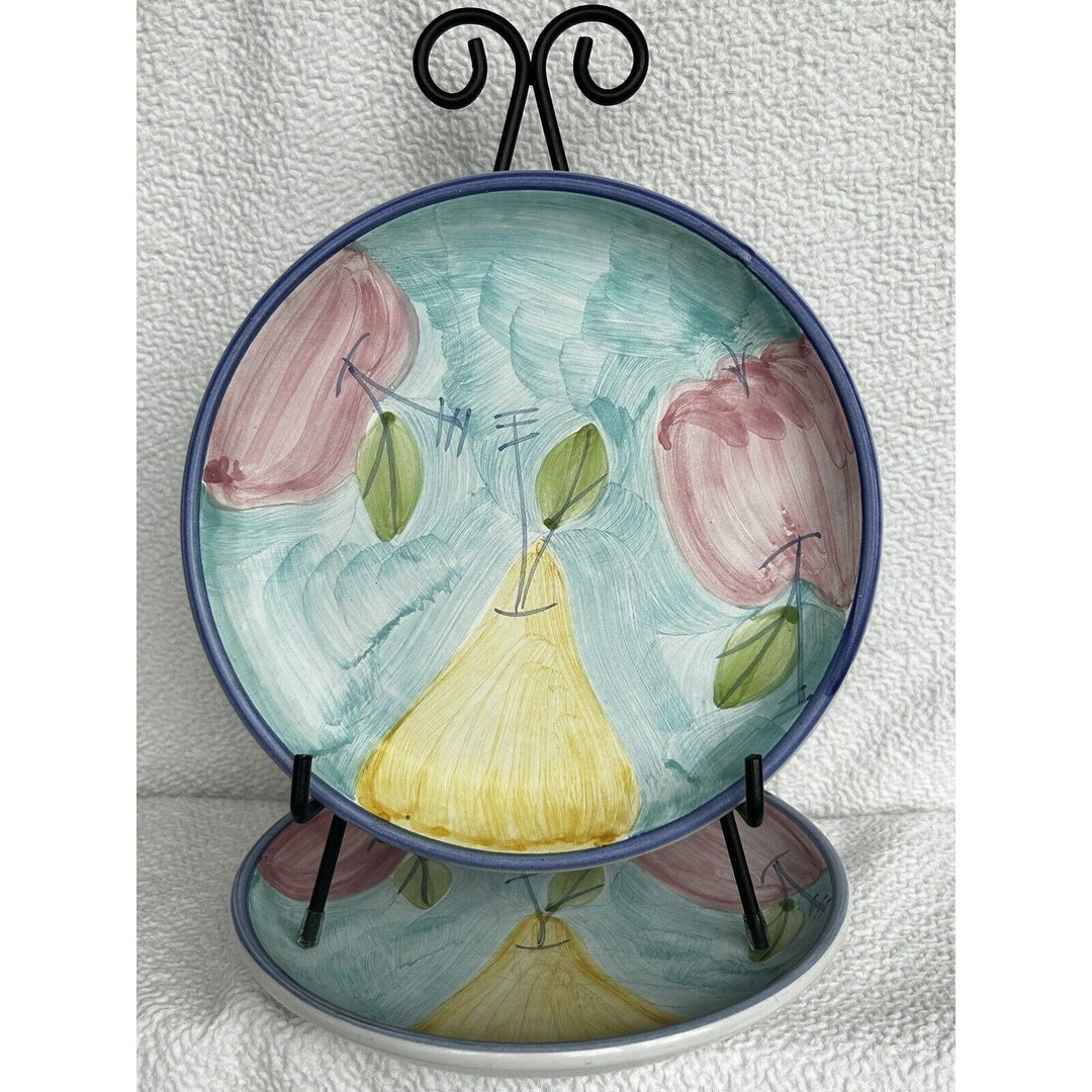 Set of 2 Caleca Marta Italian Art Fruit Salad/snack Plates Matte Finish ...
