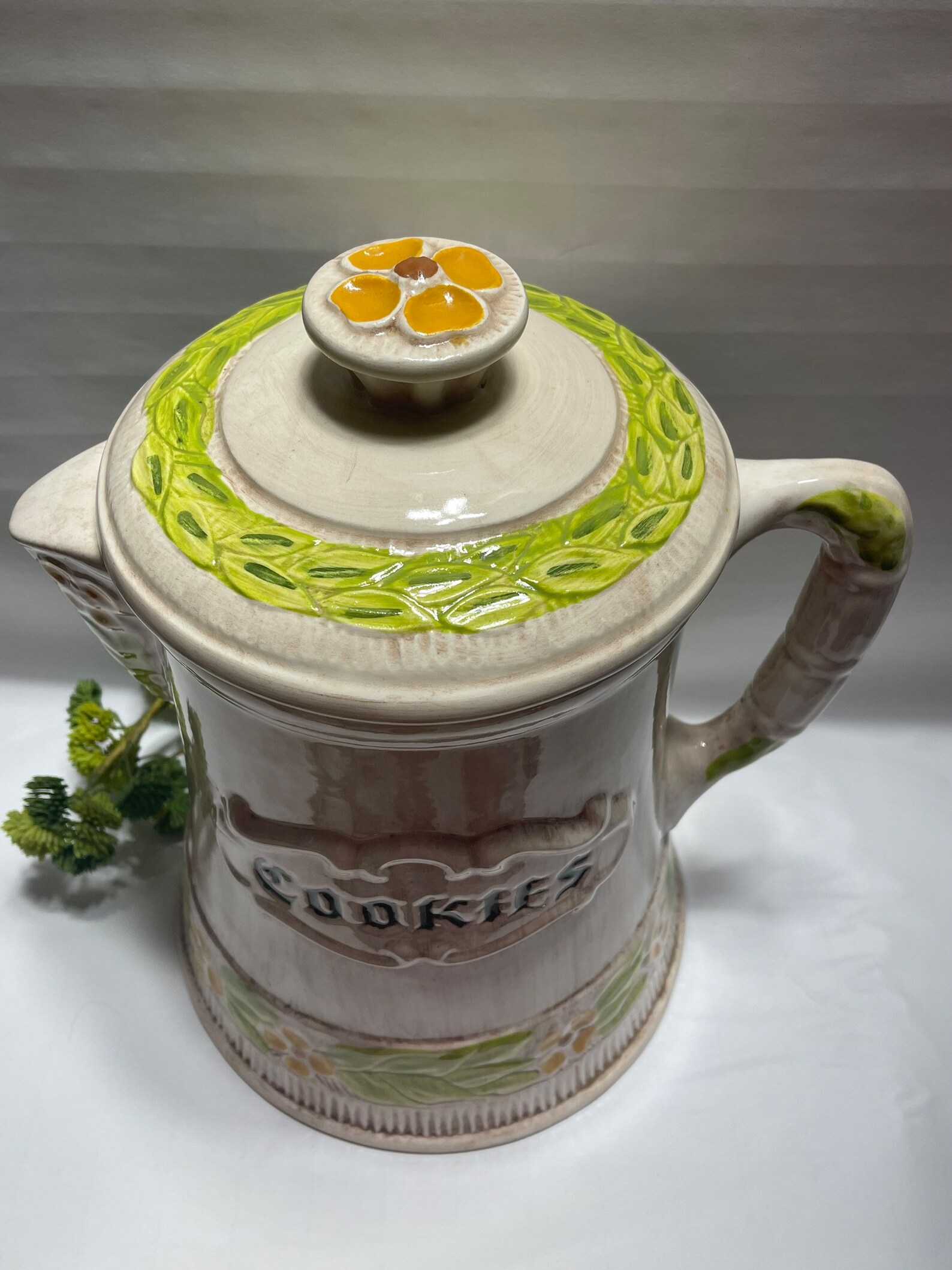 Treasure Craft Cookie Jar Pitcher: off White Birch, Dogwood Floral ...