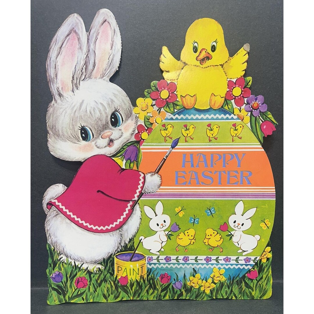 Vintage Die-cut Easter Bunny Window Decor: 14-inch Cardboard Cutout - Etsy