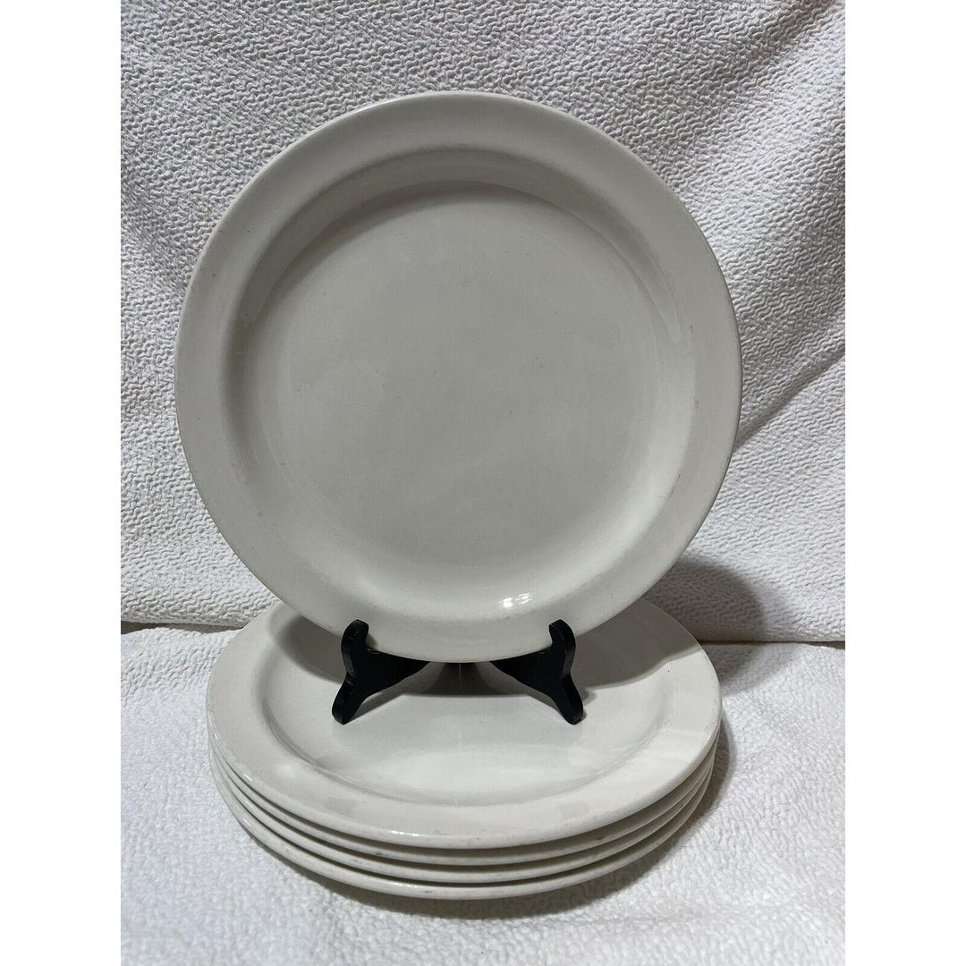 Syscoware Dinner Plates 10 in Set 5 Solid White Restaurantware Vintage ...