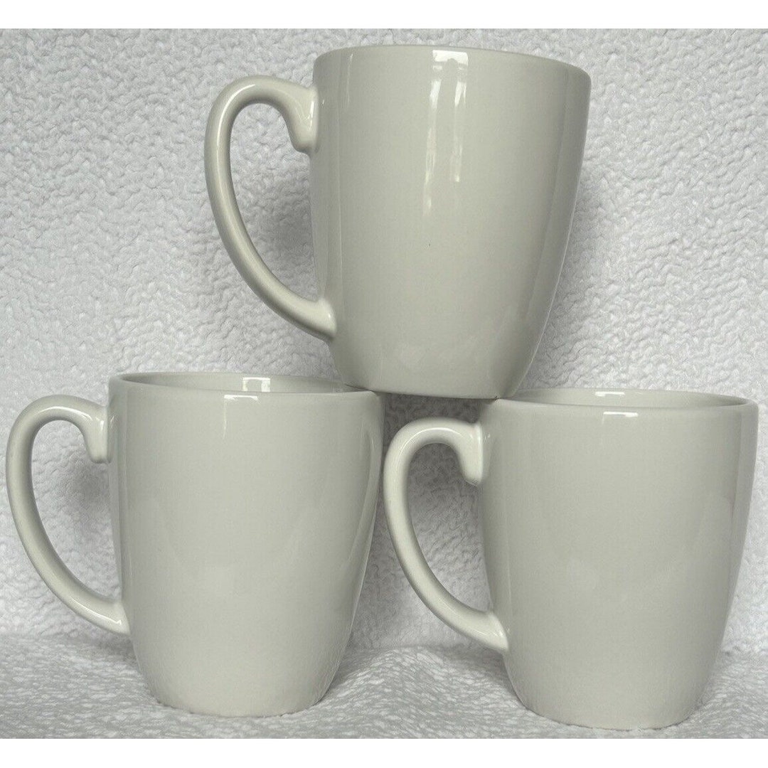 Corelle Coordinates Stoneware Coffee Mugs Set of 3 Solid White China ...