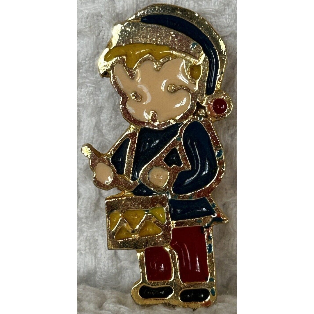 Vintage B.J. Little Drummer Boy Lapel Pin Brooch Metal Enamel 1 3/4”H X ...