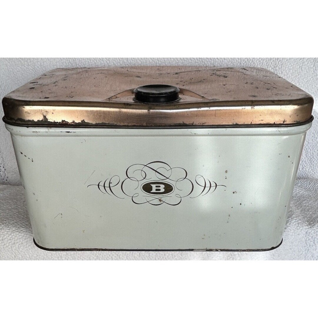 Vintage Metal Bread Box Copper Colored Lid & Base Great Patina - Etsy