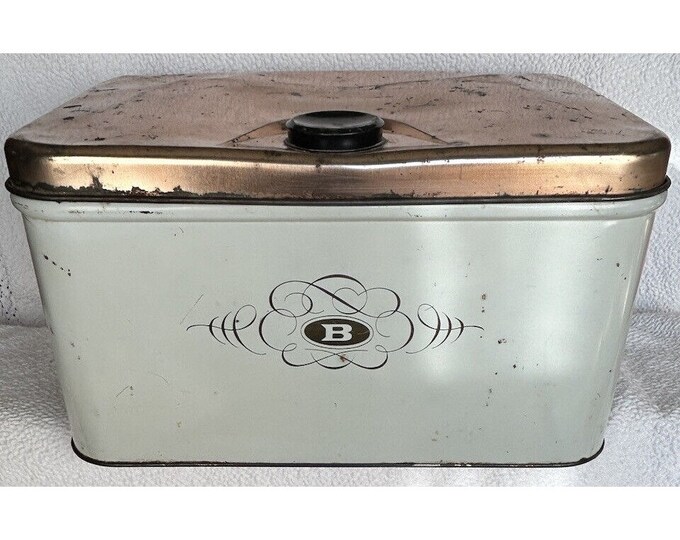 Vintage Metal Bread Box: Copper Lid, Farmhouse Kitchen - Etsy