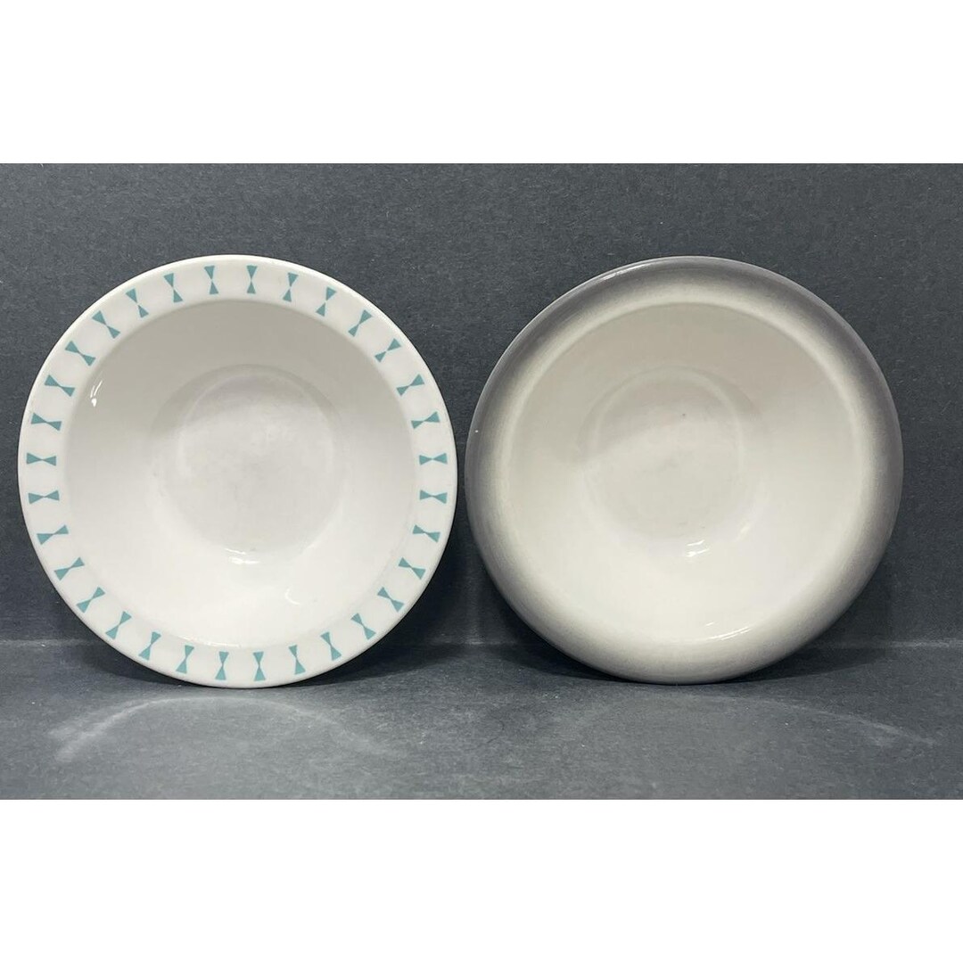 Homer Laughlin Stoneware Bowl Set: Blue Bowtie & Grey Shaded - Etsy
